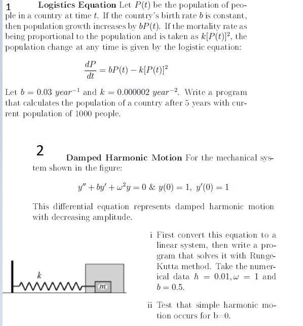 Solved 1 Logistics Equation Let P(t) be the population of | Chegg.com