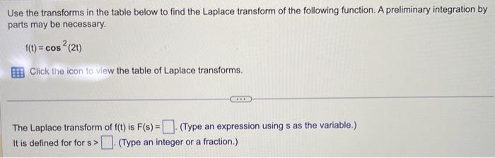 Solved Use the transforms in the table below to find the | Chegg.com