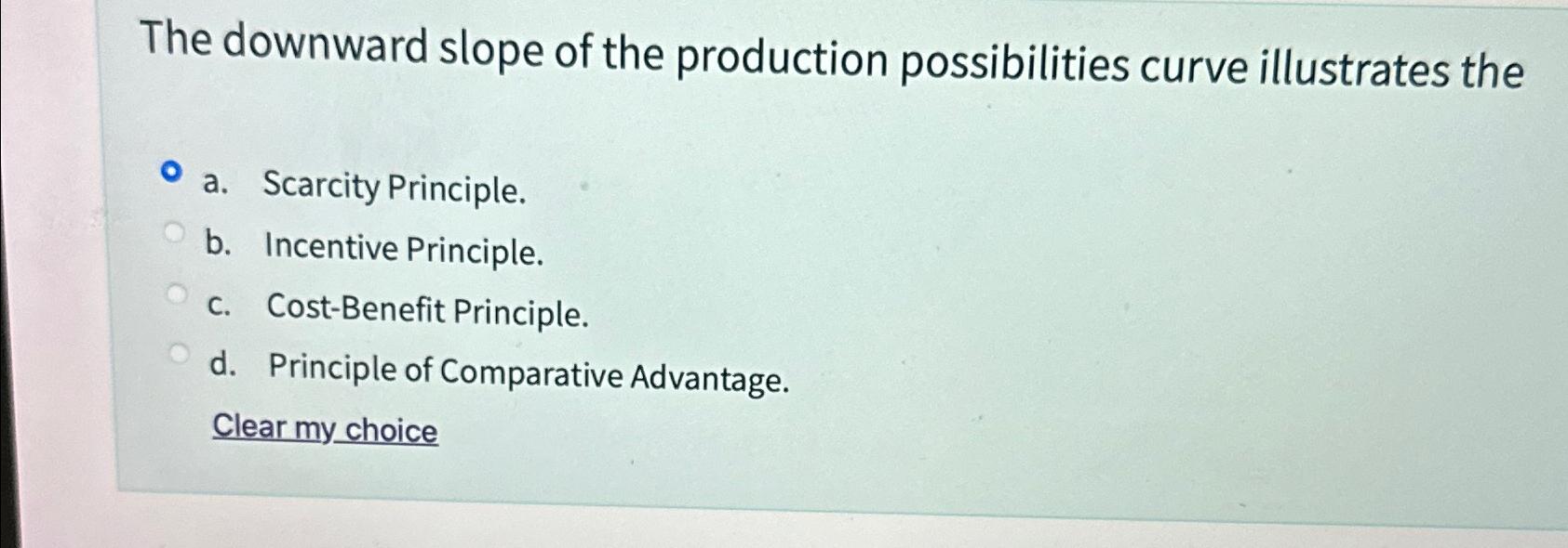Solved The downward slope of the production possibilities | Chegg.com