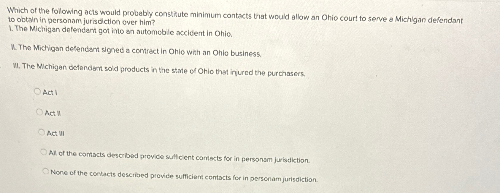 Solved Which of the following acts would probably constitute | Chegg.com