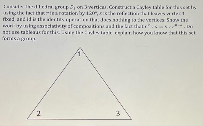 Solved Consider The Dihedral Group D3 On 3 Vertices 