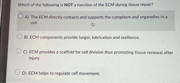 Solved Which of the following is NOT a function of the ECM | Chegg.com