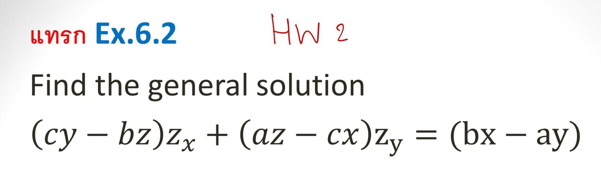 Solved Find the general solution (cy−bz)zx+(az−cx)zy=(bx−ay) | Chegg.com