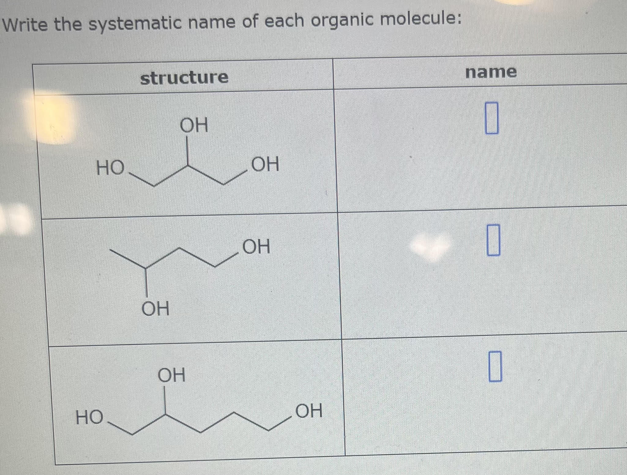Solved Write the systematic name of each organic molecule: | Chegg.com