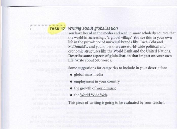 7 Writing about globalisation You have heard in the | Chegg.com