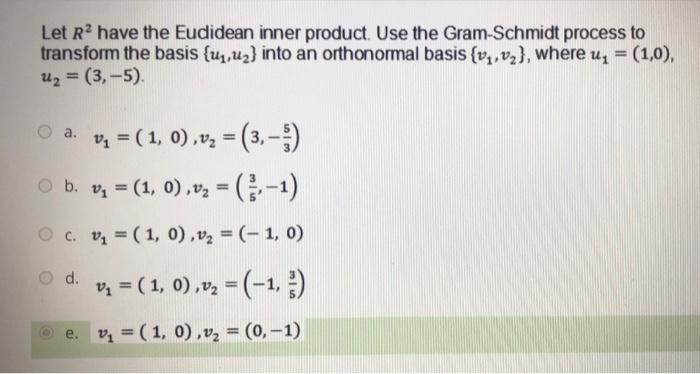 Solved Let R2 have the Euclidean inner product. Use the | Chegg.com