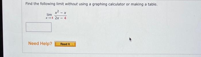 Solved Find the following limit without using a graphing | Chegg.com