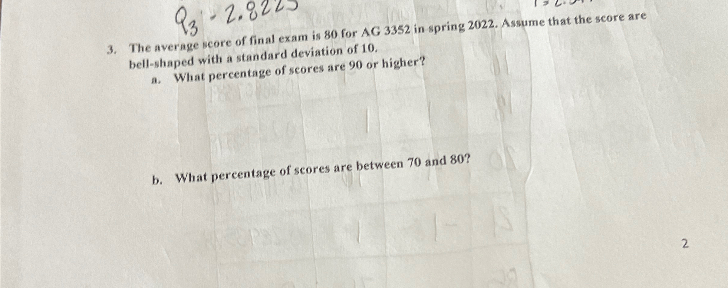 Solved The average score of final exam is 80 ﻿for AG 3352 | Chegg.com