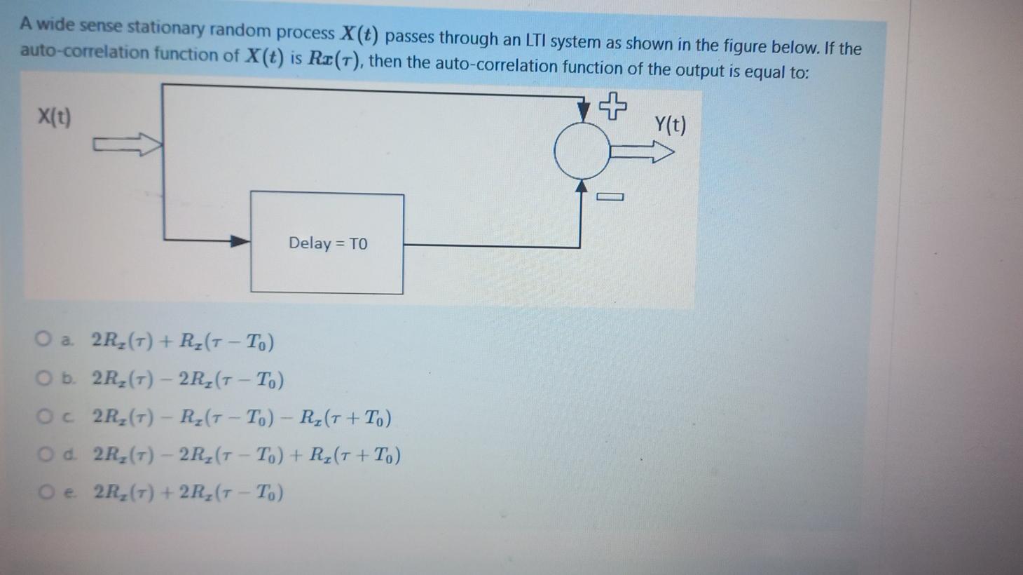 Solved A wide sense stationary random process X(t) passes | Chegg.com