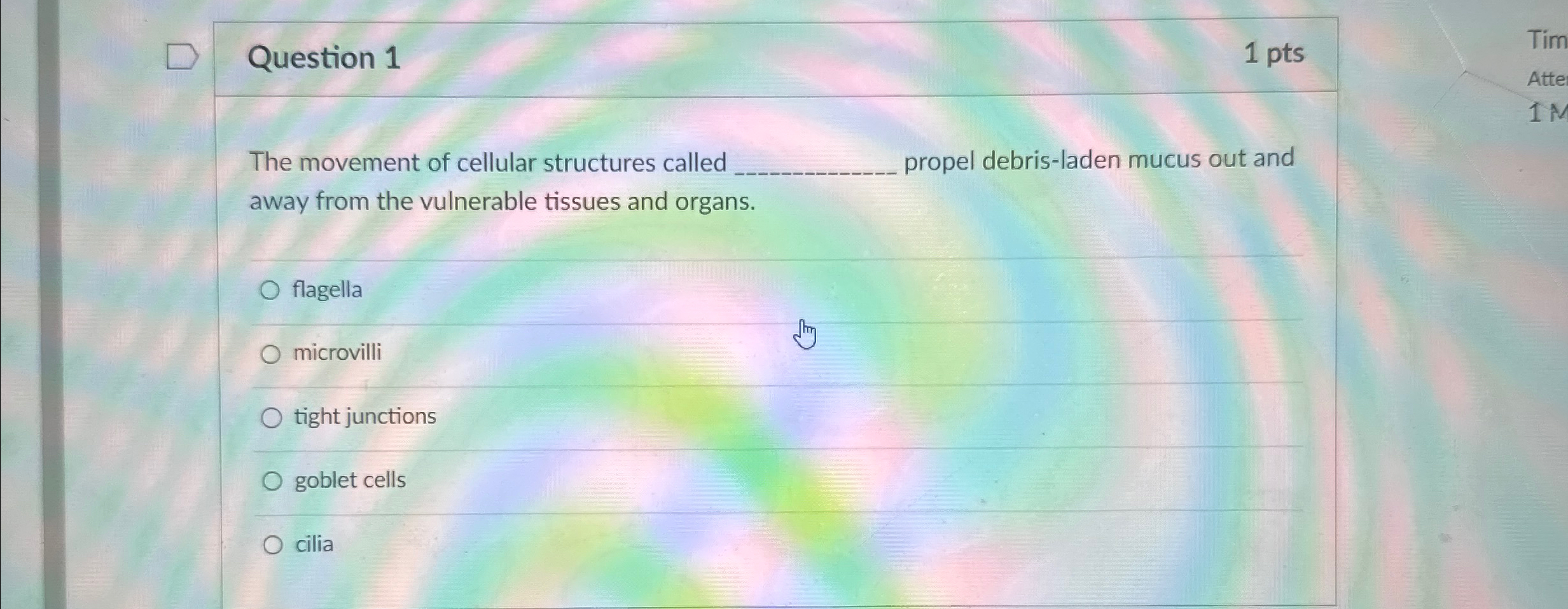 Solved Question 11 ﻿ptsThe movement of cellular structures | Chegg.com