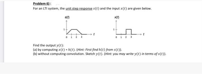Solved Problem 6) ( For an LTI system, the unit step | Chegg.com