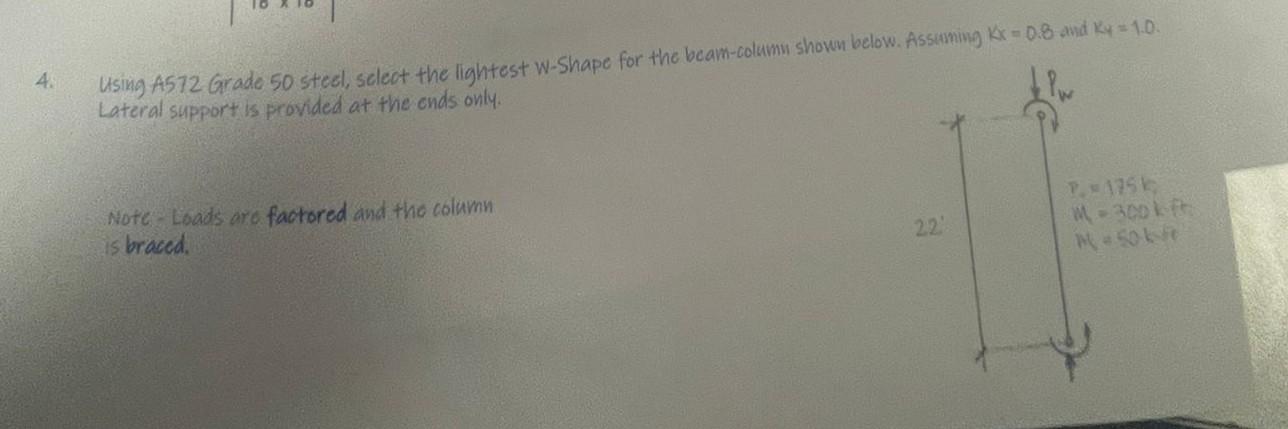 Solved Using A5 72 Grade 50 steel, select the lightest | Chegg.com