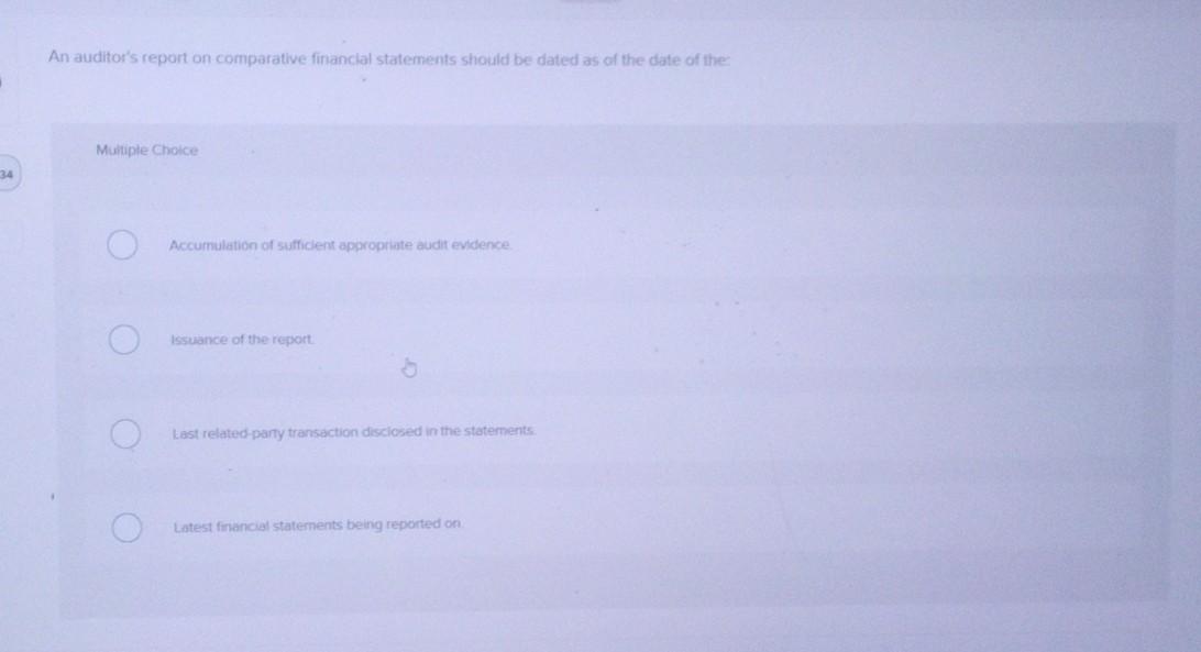 Solved An auditor's report on comparative financlal | Chegg.com