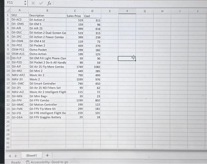 Required: Download the DJI Mavic Drone SKU data set. | Chegg.com