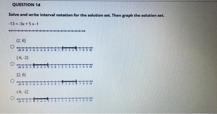 Solved QUESTION 14 Solve and write interval notation for the | Chegg.com