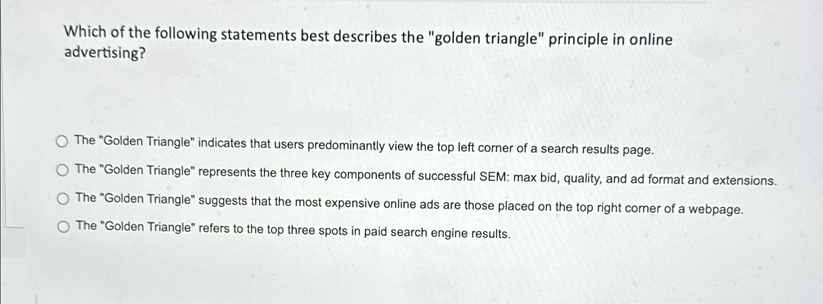 Solved Which of the following statements best describes the | Chegg.com