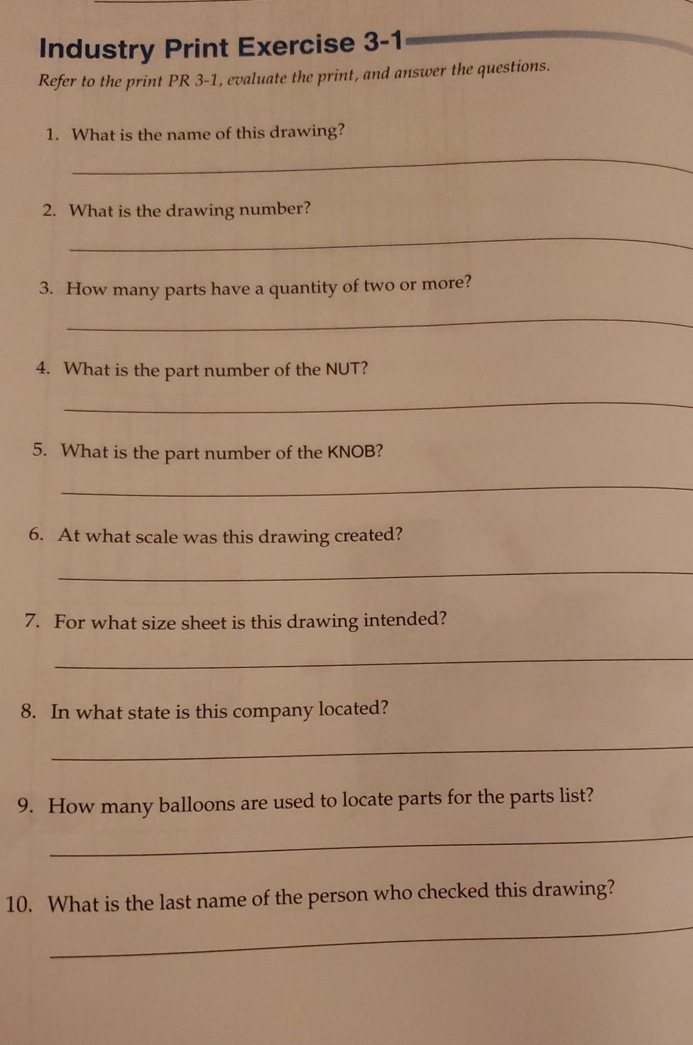 Solved Name Industry Print Exercise 3-2 Refer to the print | Chegg.com