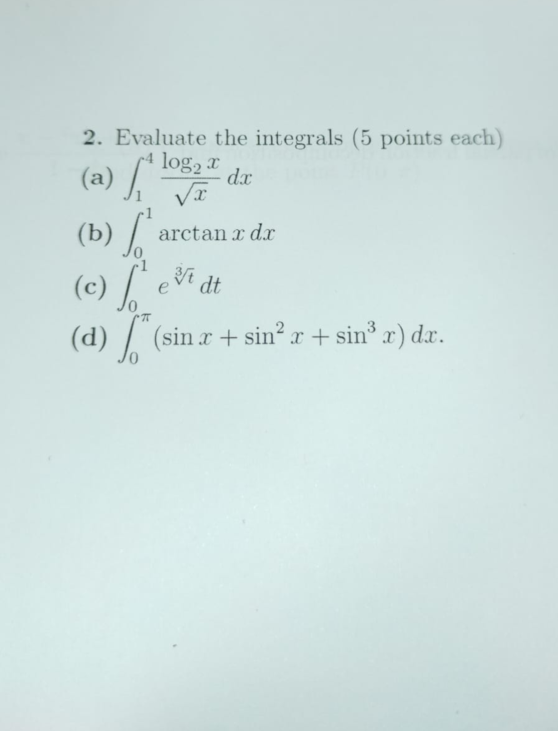 Solved 2.Evaluate the integrals (5 ﻿points | Chegg.com
