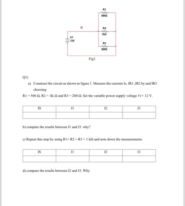 Solved Q1) a) Construct the circuit as shown in figure 1 . | Chegg.com