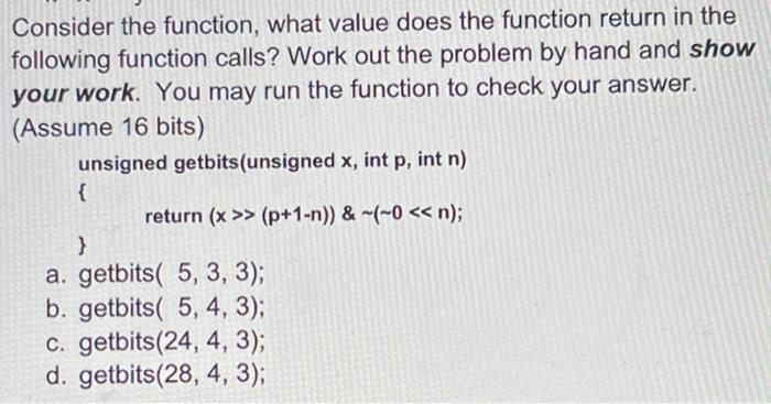 Solved Consider the function, what value does the function | Chegg.com
