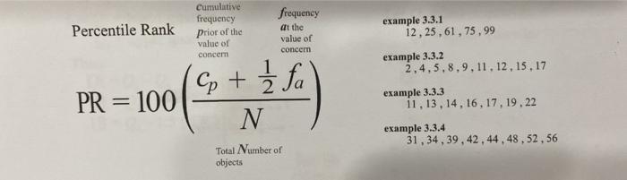 Solved The formula of percentile rank is shown as below:Find | Chegg.com