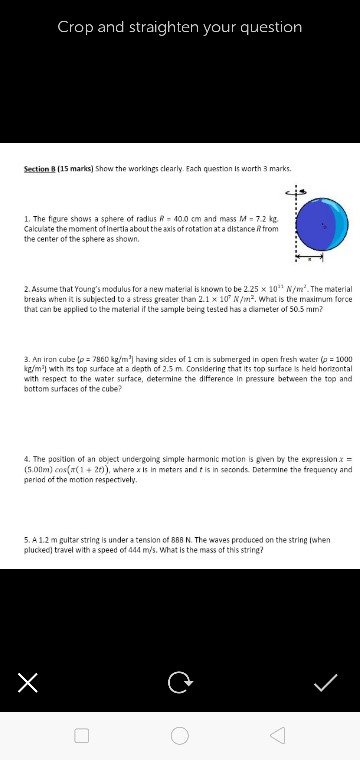 Solved Crop and straighten your question Section (15 marks) | Chegg.com