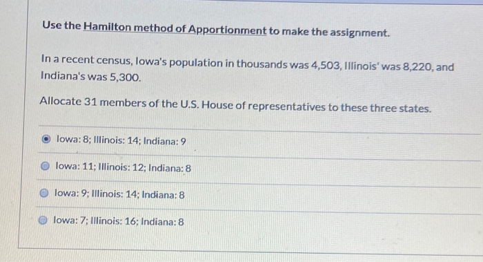 Solved What apportionment method is currently used to | Chegg.com