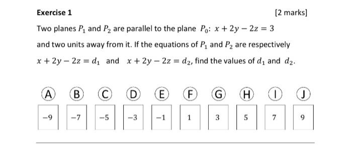 Solved Exercise 1 [2 marks Two planes P1 and P2 are parallel | Chegg.com Solved Exercise 1 [2 marks Two planes P1 and P2 are parallel | Chegg.com
