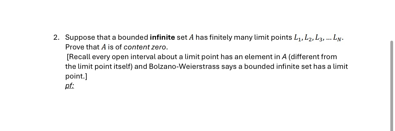Solved Suppose that a bounded infinite set A has finitely | Chegg.com