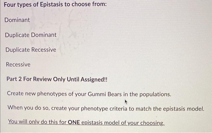 Solved Four types of Epistasis to choose from: Dominant | Chegg.com