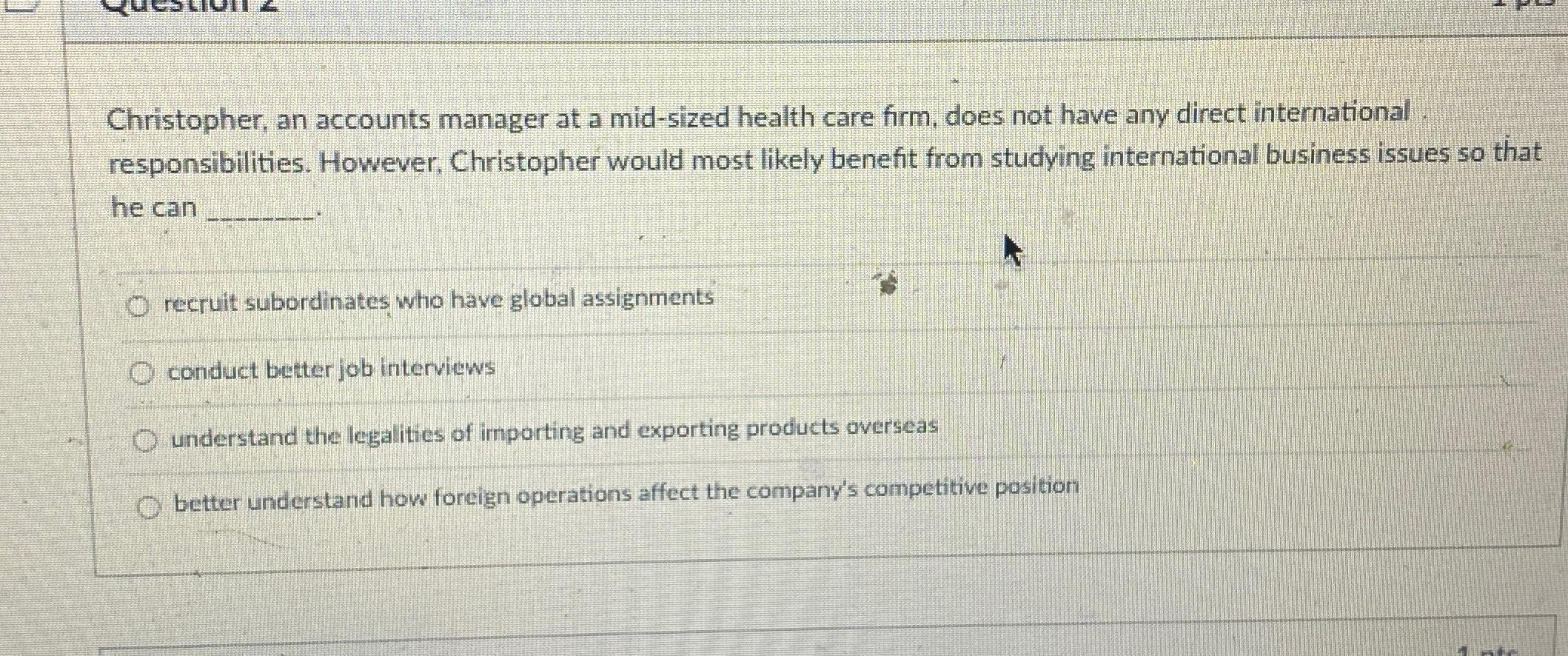 Solved Christopher, an accounts manager at a mid-sized | Chegg.com