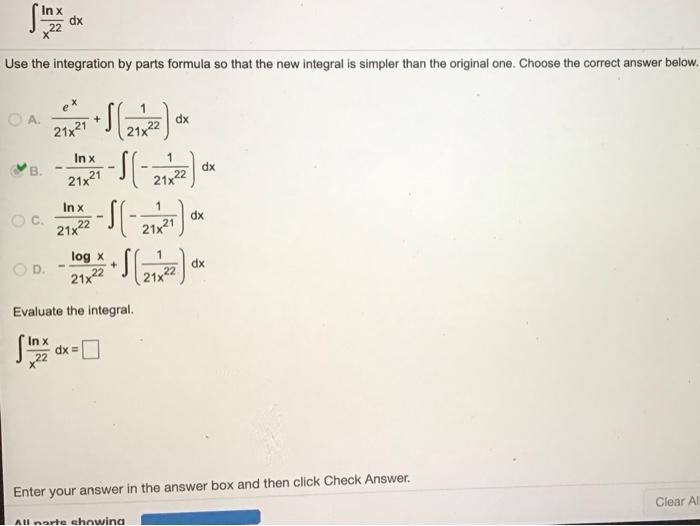 Solved Evaluate the following integral using integration by | Chegg.com