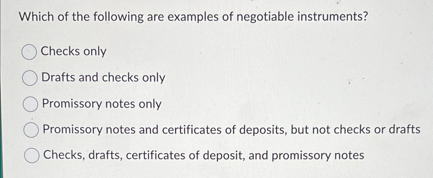 Solved Which of the following are examples of negotiable | Chegg.com
