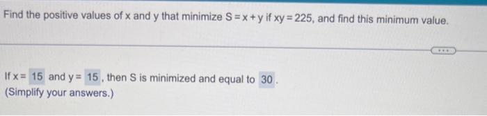 Solved Find the minimum of Q=3x2+6y2 if x+y=9. The minimum | Chegg.com