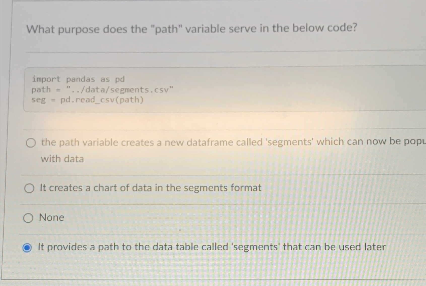 Solved What purpose does the "path" variable serve in the | Chegg.com