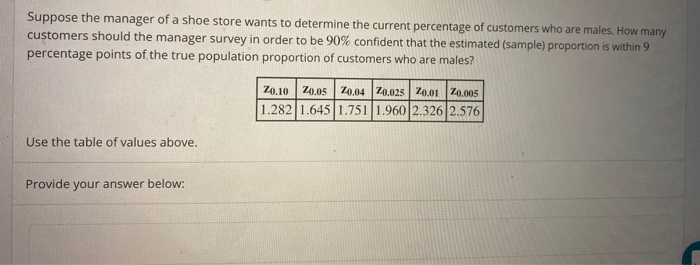 Solved Suppose The Manager Of A Shoe Store Wants To