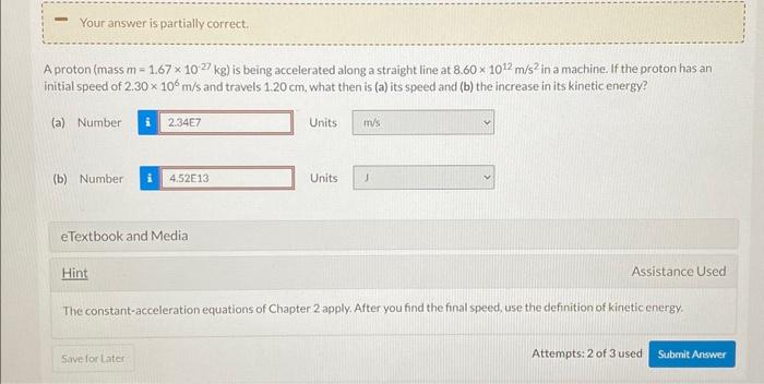 Solved A proton (mass m=1.67×10−27 kg ) is being accelerated | Chegg.com