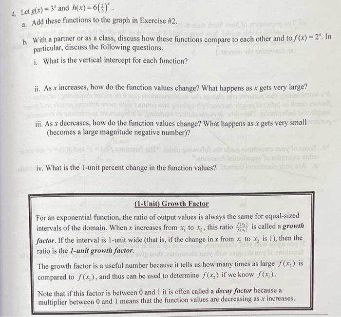 Solved Let g(x)=3x and h(x)=6(32)x. a. Add these functions | Chegg.com