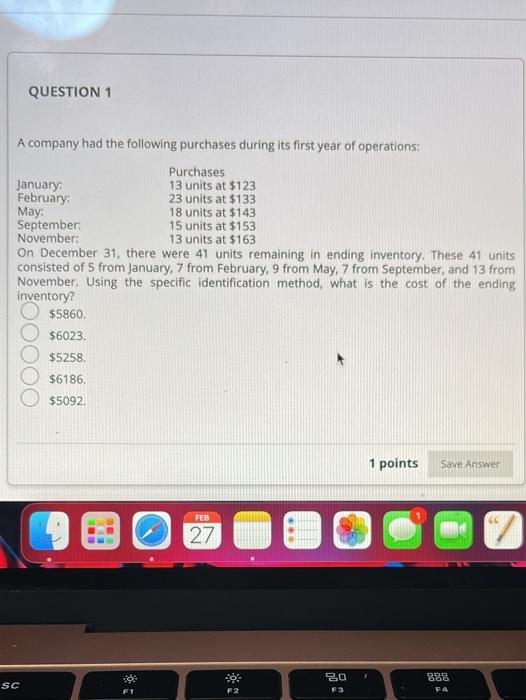Solved QUESTION 1 A company had the following purchases | Chegg.com