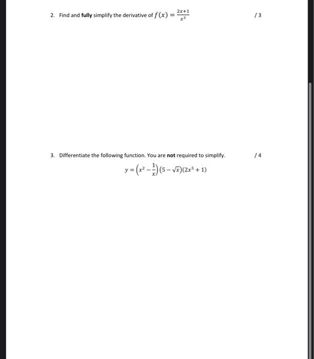 Solved 2. Find and fully simplify the derivative of | Chegg.com