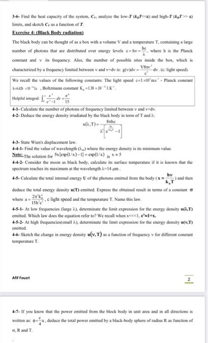 Solved Exercise 1: (Lecture 9) 1- Find the temperature T at | Chegg.com
