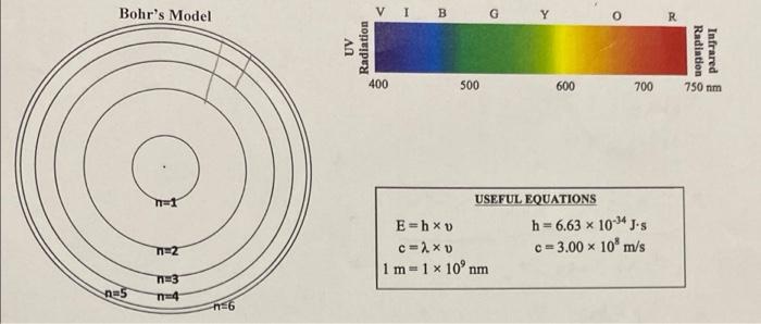 Solved Bohr's Model VI B G Y o R R UV Radiation Radiation | Chegg.com