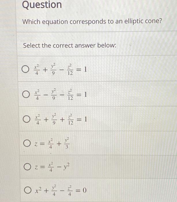 Solved Question Which equation corresponds to an elliptic | Chegg.com