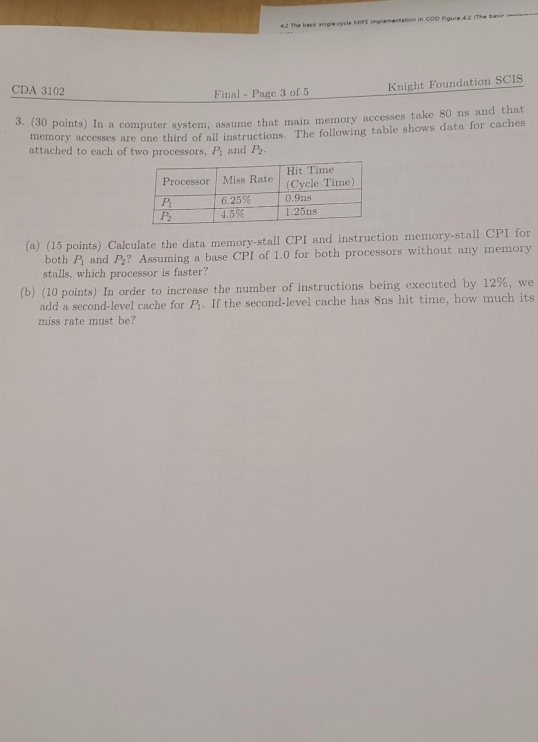 4.2 The basic single-cycle MIPS Implementation in COD | Chegg.com