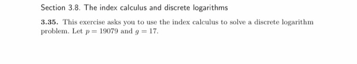 Solved Section 3 8 The Index Calculus And Discrete