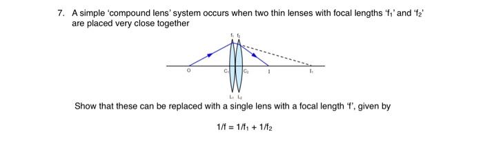 Solved 7. A simple compound lens' system occurs when two | Chegg.com