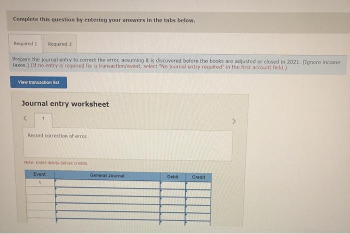 Solved Exercise 20-20 (Algo) Error corrections; investment | Chegg.com