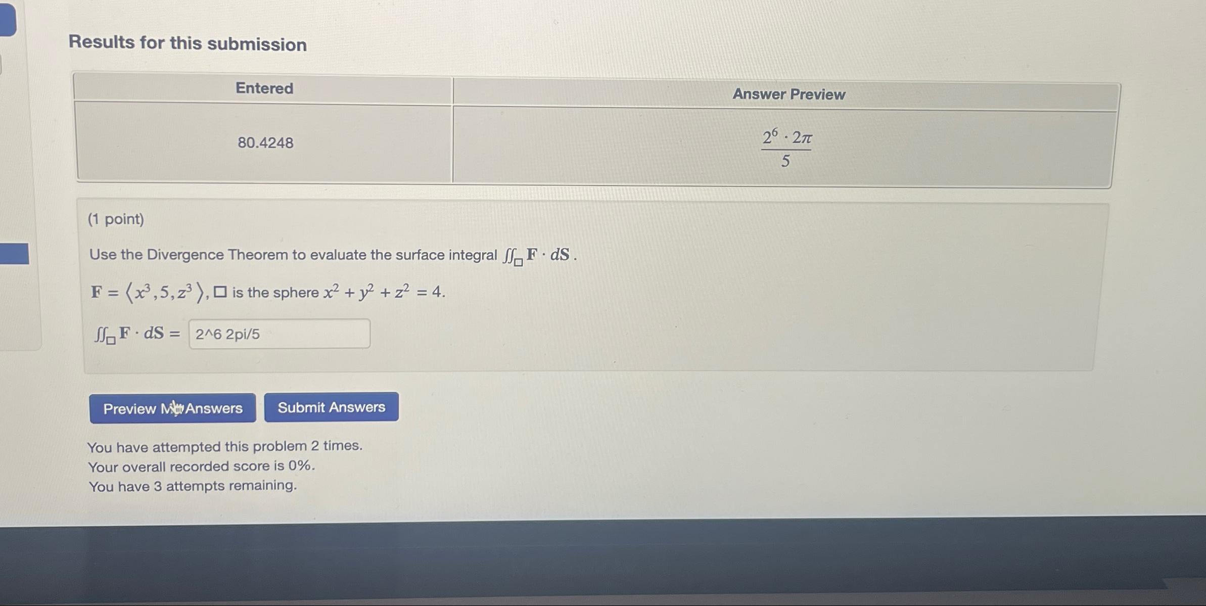 Solved Results for this submission\table[[Entered,Answer | Chegg.com