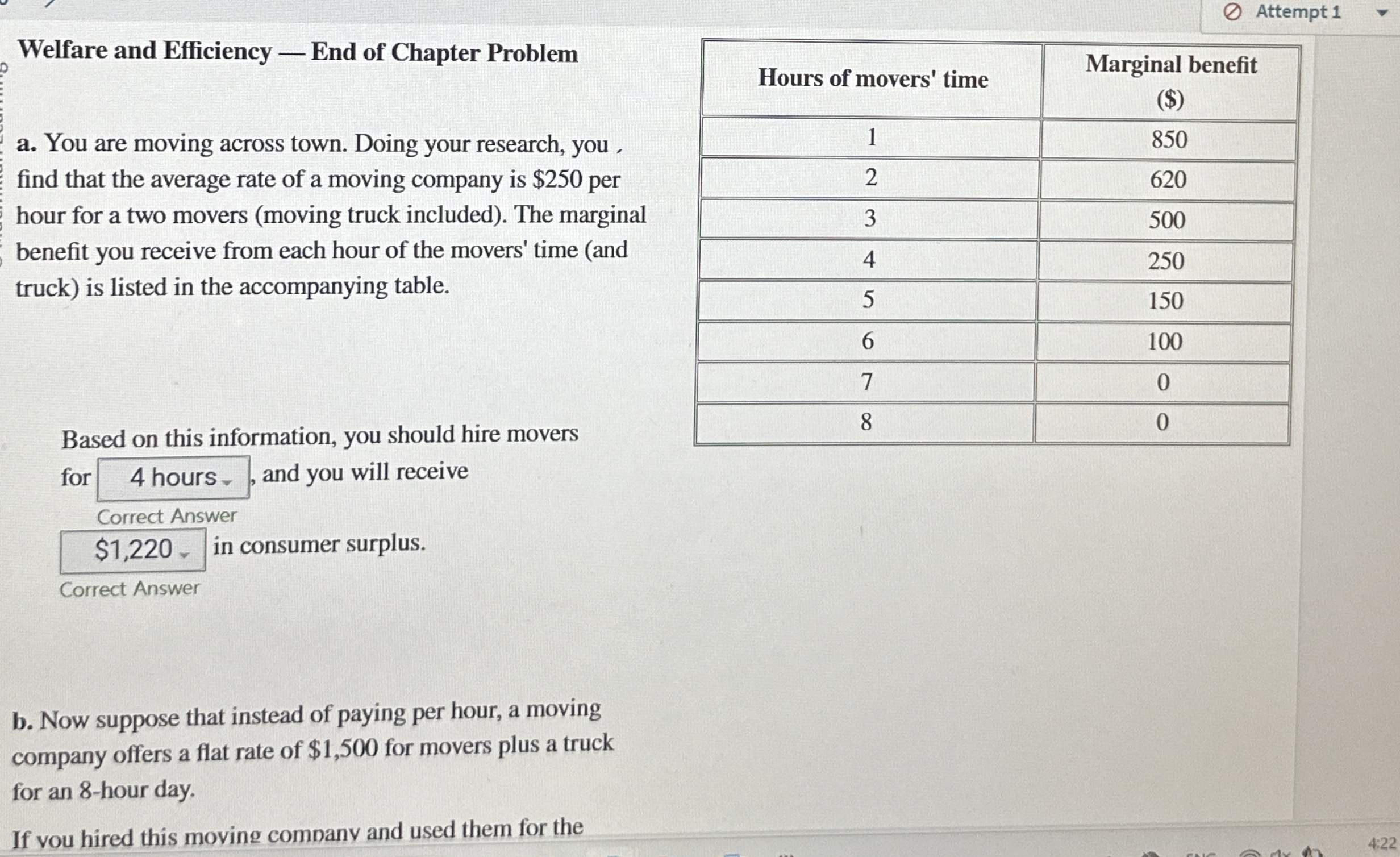 High Quality SOLUTION Attempt 1Welfare and Efficiency — ﻿End of Chapter | Chegg.com