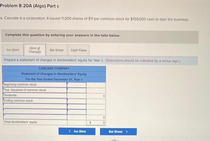 Solved Required information Problem 8-20A (Algo) Effect of | Chegg.com